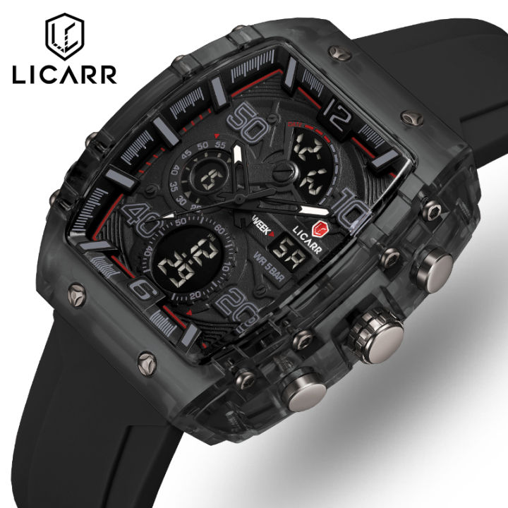 LICARR Original Brand Quartz Men's Sports Watches Waterproof Rubber ...