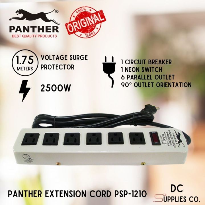 PSP 1210: Panther 6 Gang Extension Cord w/ Switch and 1.75 Meter Wire ...