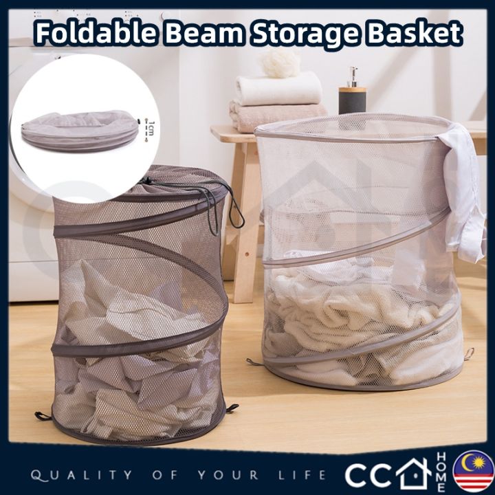 Foldable Beam Storage Basket Cotton Linen Dirty Clothes Bucket Storage ...