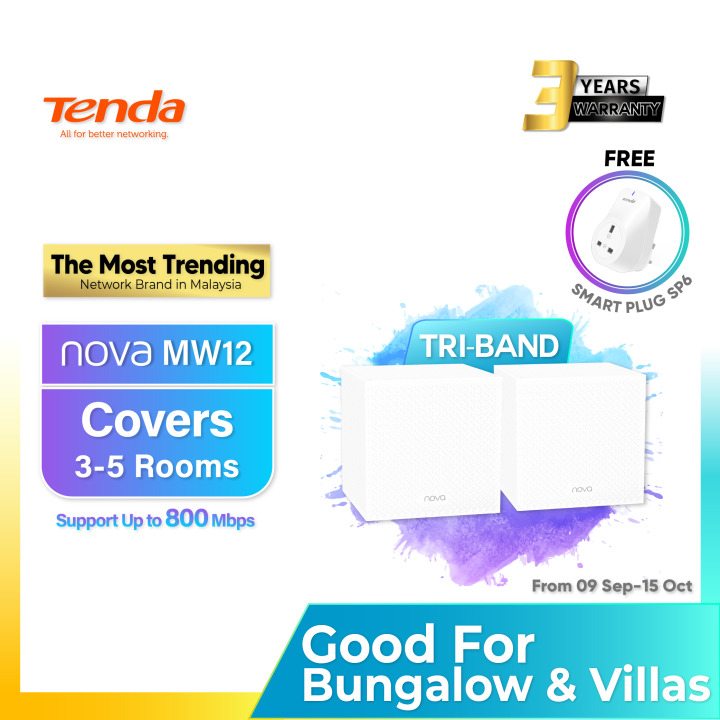 Tenda Nova MW12 (2 Pack) Tri-band AC2100 Mesh Wi-Fi System Whole Home ...