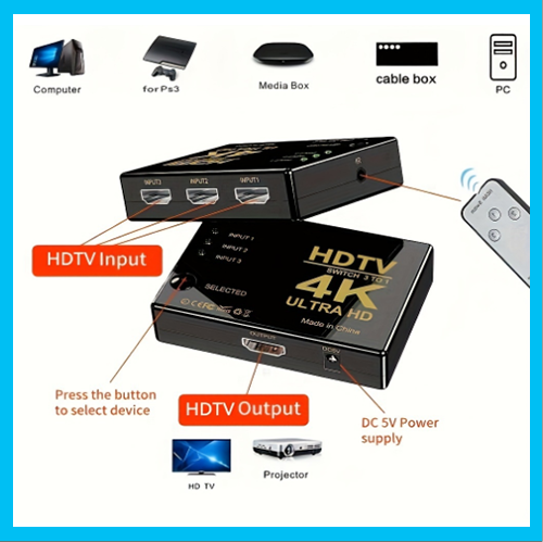 Ultra HD 4K HDMI Splitter 1x5 Port 3D 4K 2K Video HDMI Switch Switcher ...