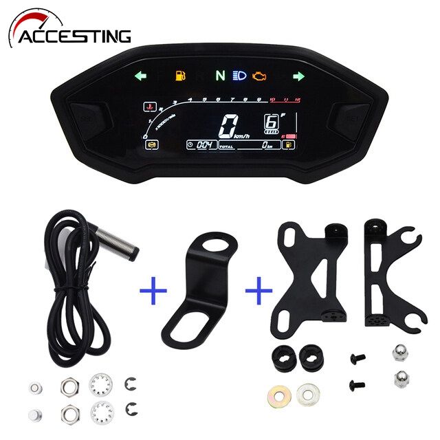 New 12000 RPM Universal Motorcycle LED Adjustable Speedometer Optional ...