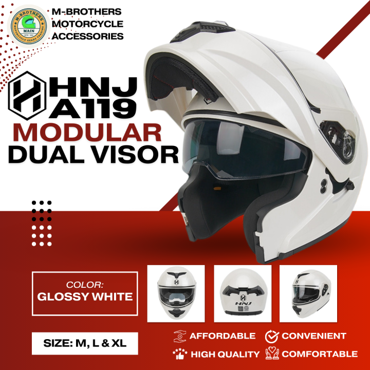 HNJ A 119 Modular Helmet Full Face Dual Visor For Men & Women | Lazada PH