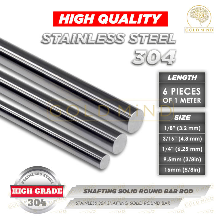 Stainless 304 Shafting Solid Round Bar Rod sizes 1/8", 3/16", 1/4", 3/4 ...
