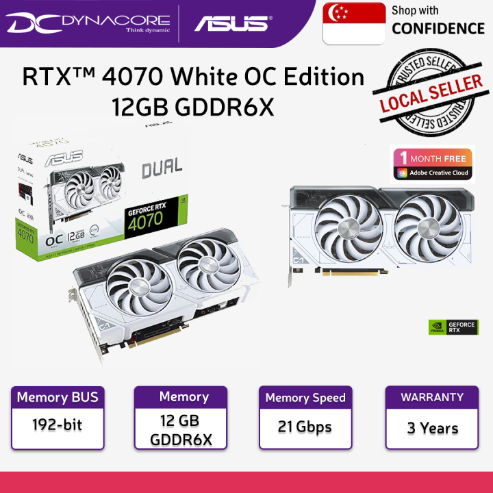 ASUS Dual GeForce RTX 4070 OC White Edition 12GB GDDR6X Graphics Card ...
