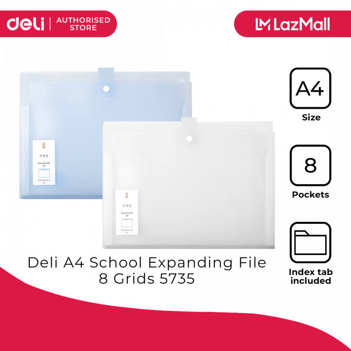 Deli A4 School Expanding File 8 Grid 5735 [795735] | Lazada PH