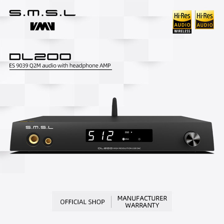 Smsl Dl200 Audio DAC Headphone Amplifier Es9039q2m HiFi Bluetooth MQA ...