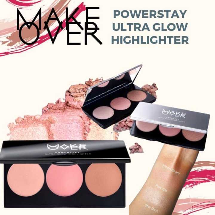 MAKE OVER Powerstay Ultra Glow Highlighter 3 x 3.5 gr | Palette 3 in 1 ...