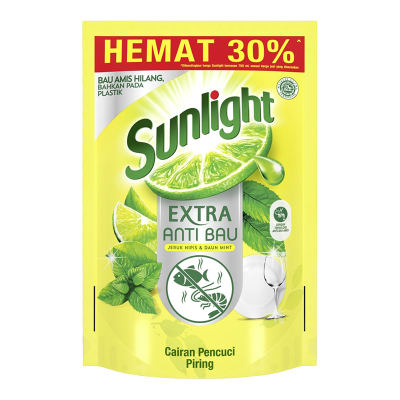 Sunlight Extra Anti Bau Sabun Cuci Piring Jeruk Nipis & Daun Mint 650 ml | Lazada Indonesia