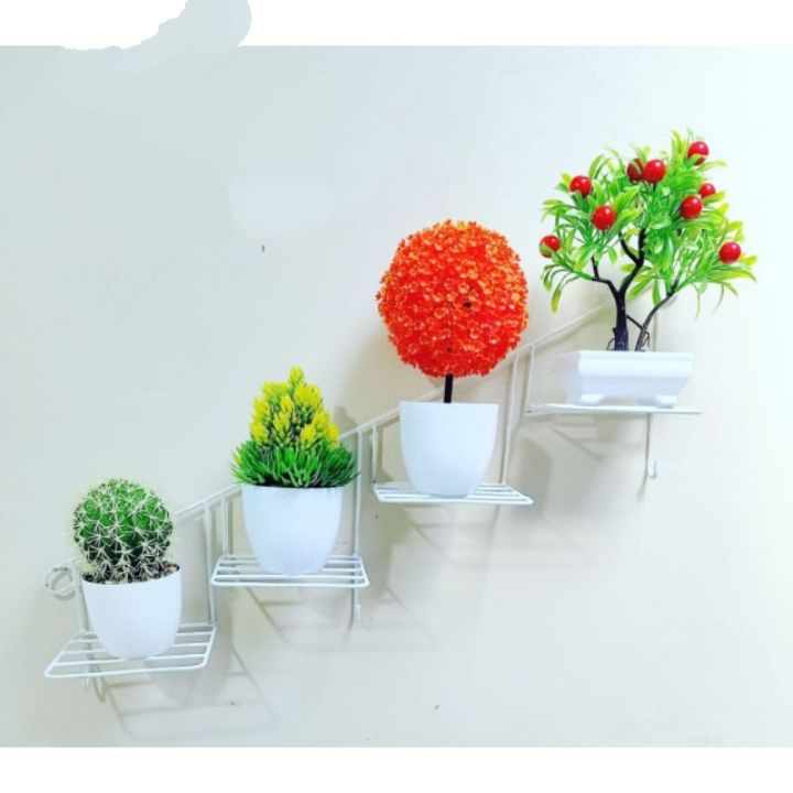 Rak pot bunga tempel dinding besi/rak pot tempel besi dekorasi putih ...