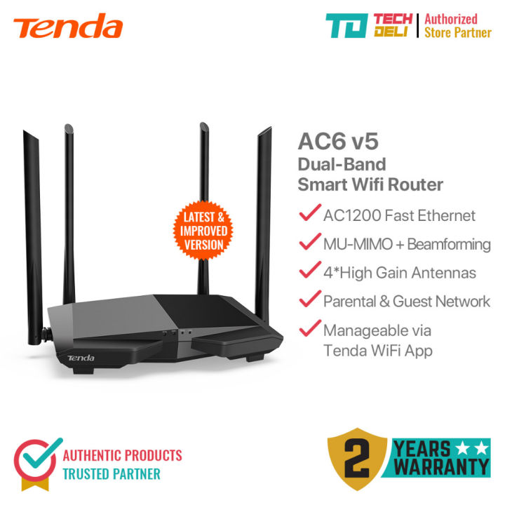 Tenda AC6 v5 Smart Dual Band Wifi Router | Parental Control | AP ...
