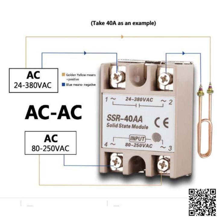 Rơ le bán dẫn SSR-40AA solid relay state 40A chuyển đổi từ điện áp AC sang AC trong điều khiển ...