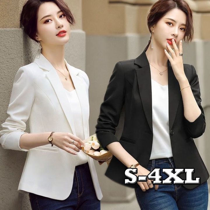 Aa11 Black And White Women Blazer Formal Blazers Lady Office Work Suit