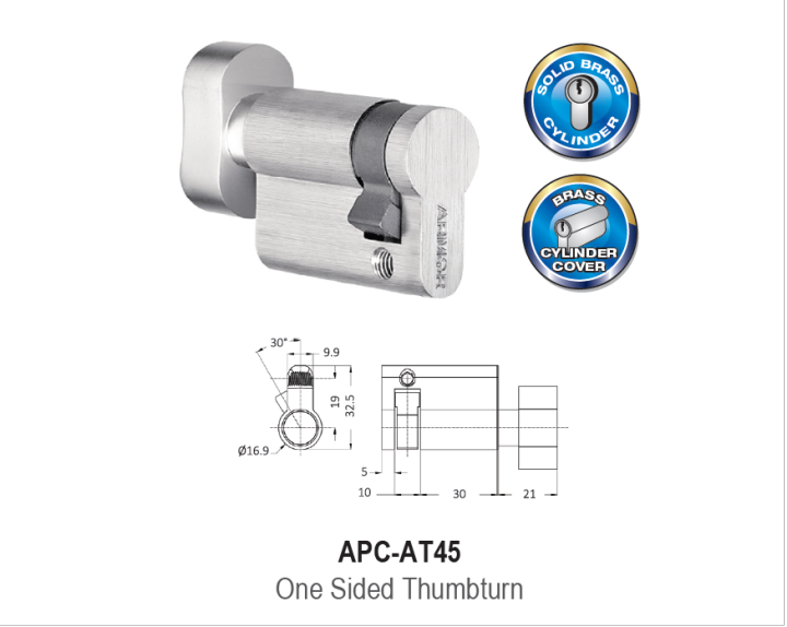 Armor APC-AT45 Profile Cylinder One Sided Thumbturn Lock | Lazada