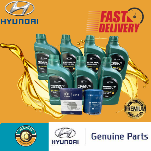 HYUNDAI BUNDLE premium PC Diesel engine oil CH-4 10w-30 7L w OIL FILTER ...