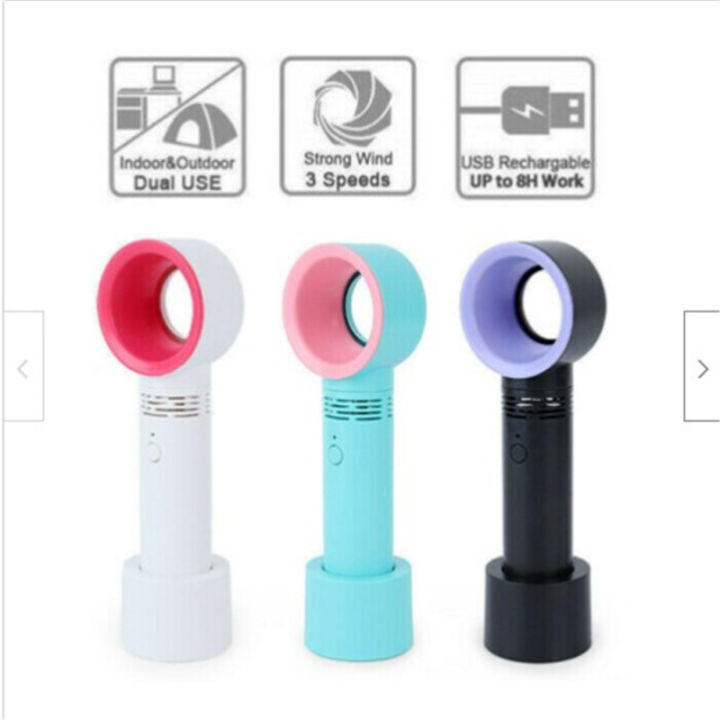 Portable Handheld Bladeless Fan With Led Indicators 360 Degrees 3 ...