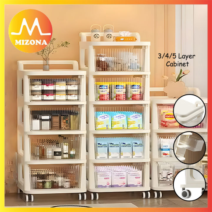 MIZONA 3/4/5 Layer Multifunction Storage Trolley Rack Kitchen Rack ...