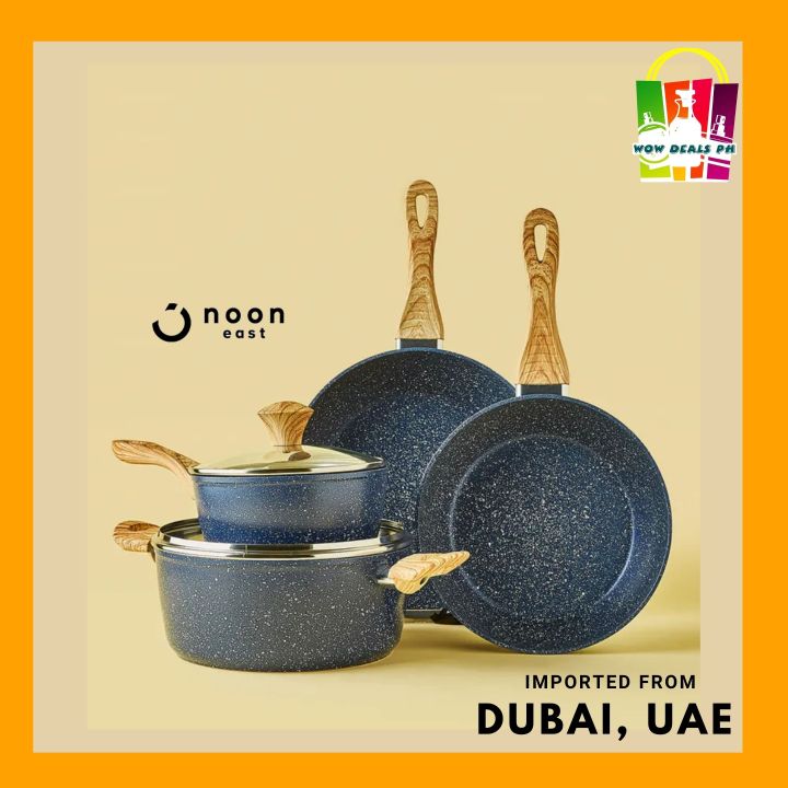 Noon Premium Granite / Marble Coated Aluminium Cookware Set (6 PIECES ...