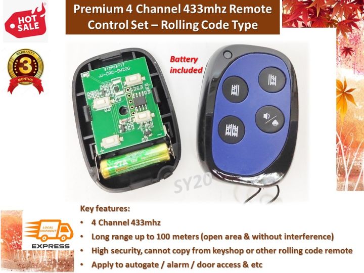 Autogate Door Wireless Premium Remote Control - 4 Channel 433Mhz ...