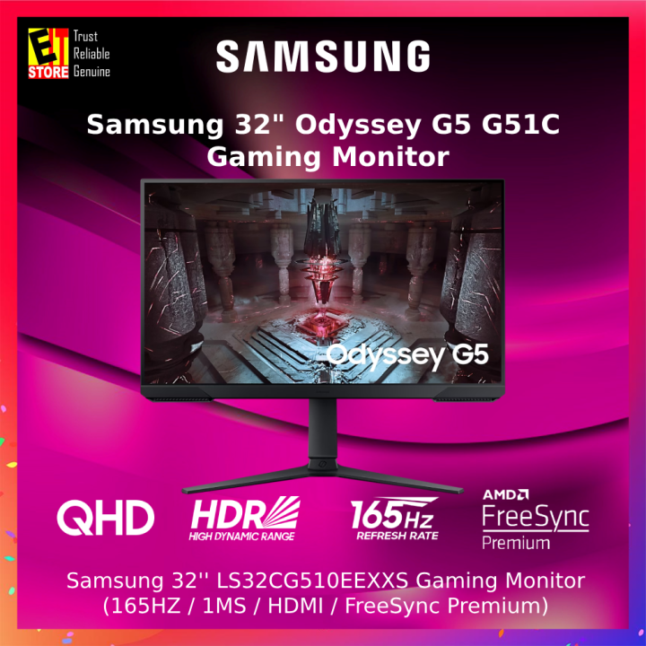 Samsung 32'' LS32CG510EEXXS Odyssey G5 G51C Gaming Monitor - (QHD 2k / 165Hz/ 1ms/ AMD FREE SYNC ...