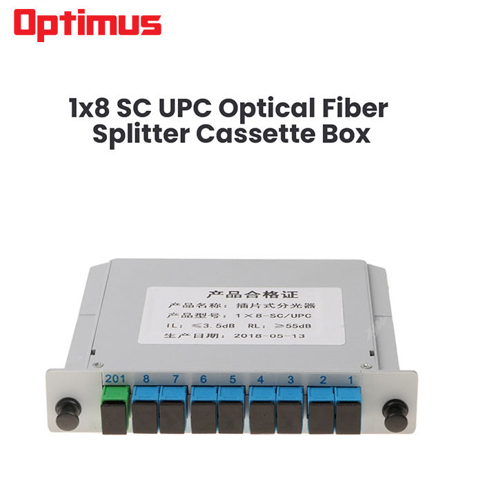 1 x 8 SC UPC Optical Fiber Splitter Cassette Box Plug-in Type Optical ...