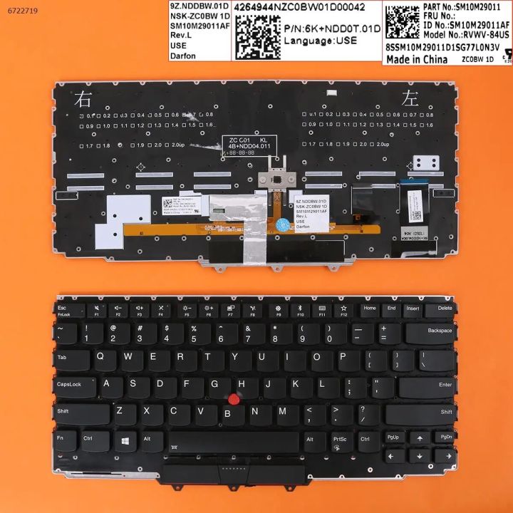 US QWERTY Layout New Replacement Keyboard for Lenovo Thinkpad X1 yoga ...