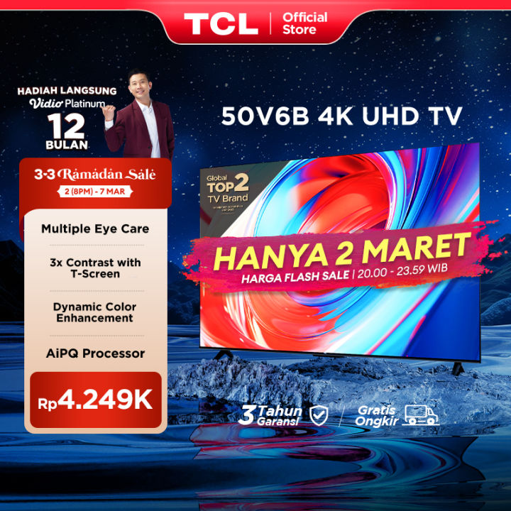 [4K Google TV] TCL 50 Inch V6B - Smart UHD - T-Screen - Dolby Audio ...