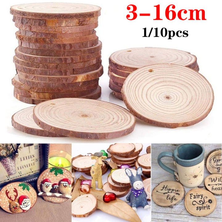1pcs 3-12cm Thick Natural Pine Round Unfinished Wood Slices Circles ...