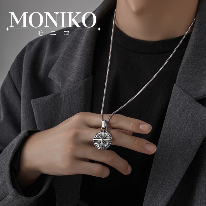 MONIKO Original Design Hiphop Compass Gold/Silver Pendant Necklace Men ...