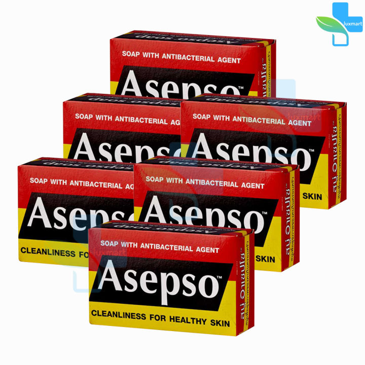ASEPSO Original สบู่ อาเซปโซ่ ขนาด ( 80 กรัม ) [ 6 ก้อน ] สีแดง 801 ...