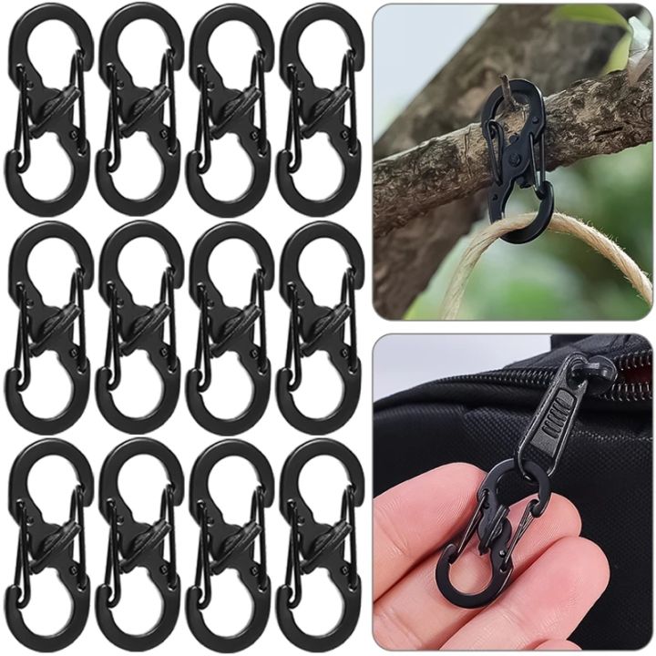 New 5/10Pcs Outdoor Camping S Type Carabiner with Lock Keychain Hook ...
