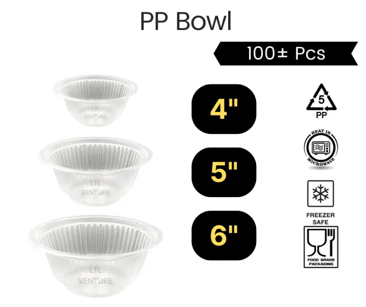 (100Pcs) 4"/5"/6" PP Bowl/Small/Medium/Large TOLI TB300/320/750 ...