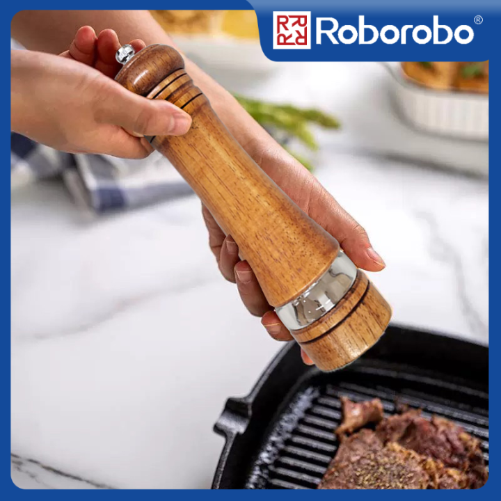 Roborobo Kitchen Tools Oak/Bamboo Grinder Tools Sesame Sea Salt Black ...