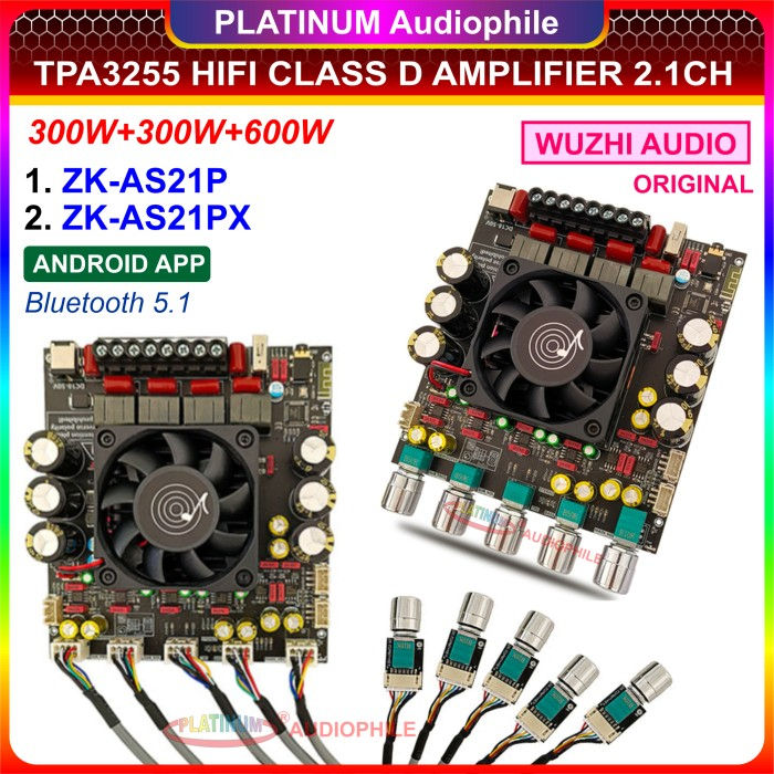 TPA3255 Amplifier Class D 2.1 CH Bluetooth 5.1 Hifi Amplifier Stereo + Subwoofer 2x 300W + 600W ...