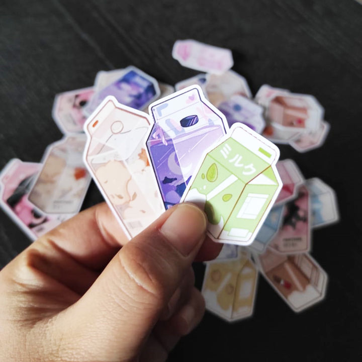 stiker milk kawaii gambar kotak susu sticker aesthetic milk box ...