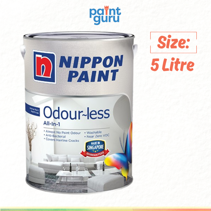 Nippon Paint Odour-less All-In-One Paint 5L [Chat With Us For Colours] | Lazada Singapore