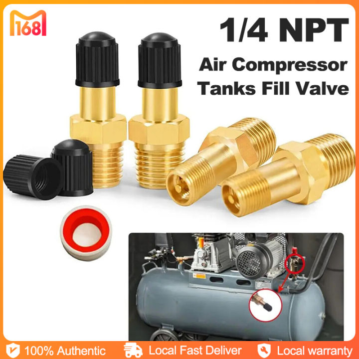 1/4’ Air Compressor Tank Filler Valve NPT Solid Nickel Plated Brass Air ...
