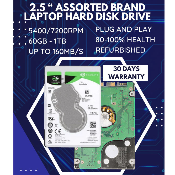 Branded 2.5 inch Sata Hard disk Drive HDD for laptop (refurbished ...