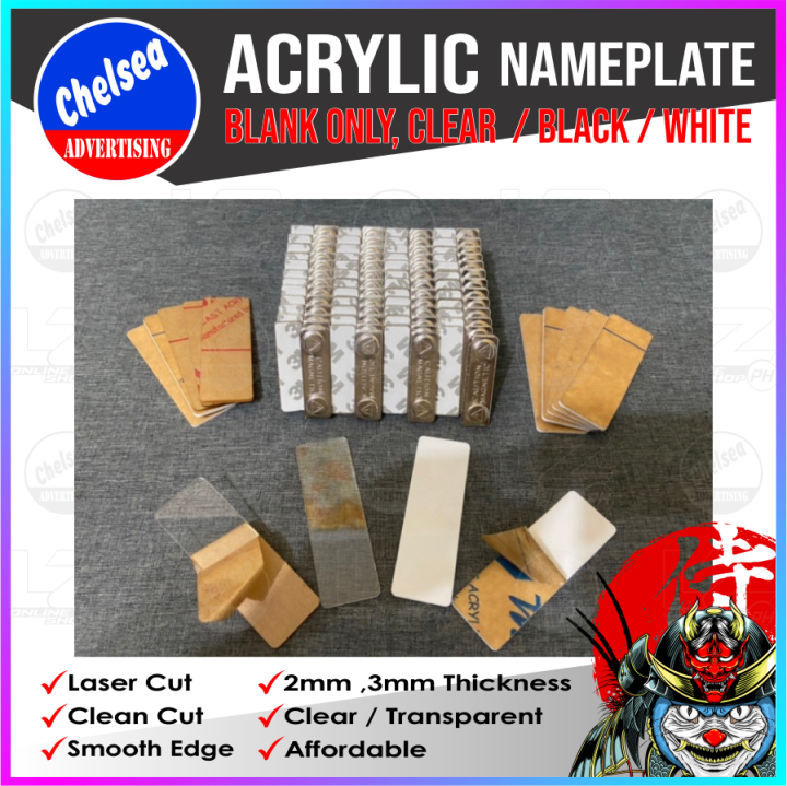 Nameplate Acrylic Clear Blank / Transparent, or White Name Tag, Badge ...