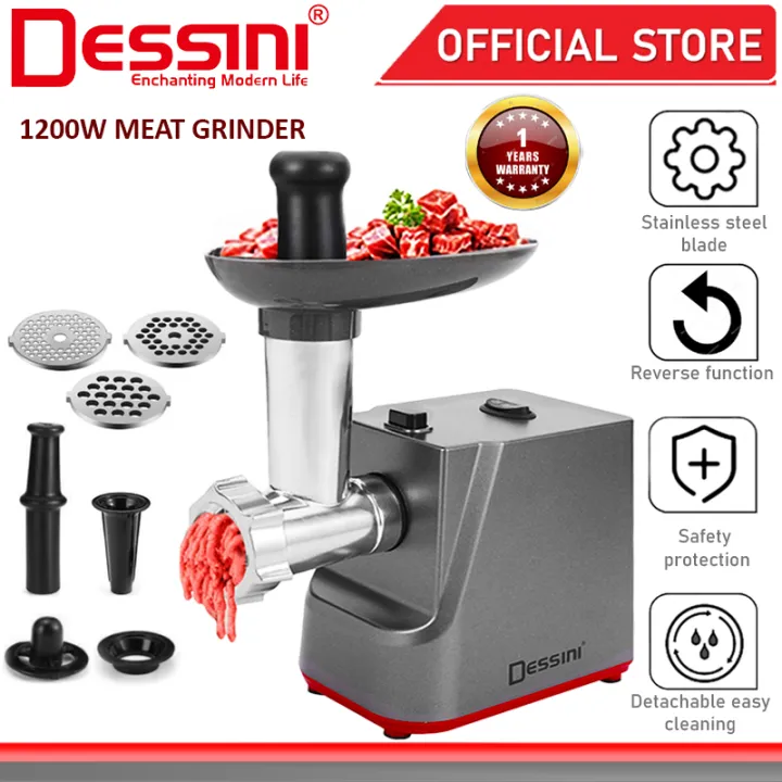 DESSINI ITALY 1200W Stainless Steel Electric Meat Grinders Sausage ...