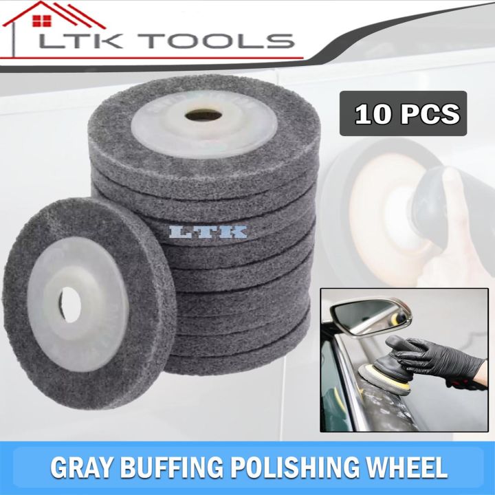 10pcs Gray Fiber Polishing Sanding Disc Metal Buffing Wheel Pad Angle ...
