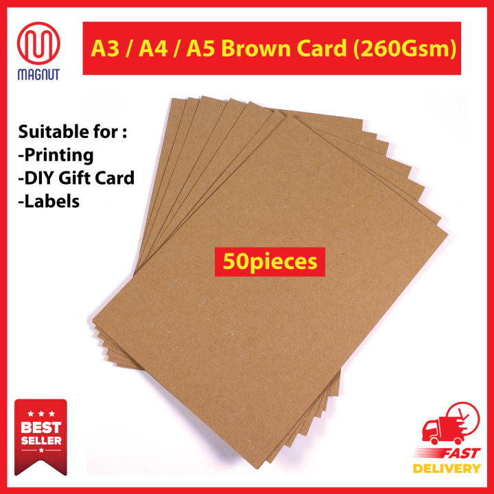A5 / A4 / A3 size - 50 pieces - Brown Card (260Gsm) / DIY Crafting ...