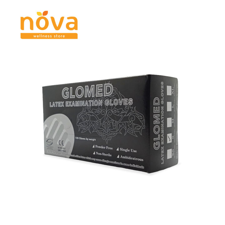 Glomed Black Latex Examination Gloves 100 gloves by weight (box) | Lazada PH