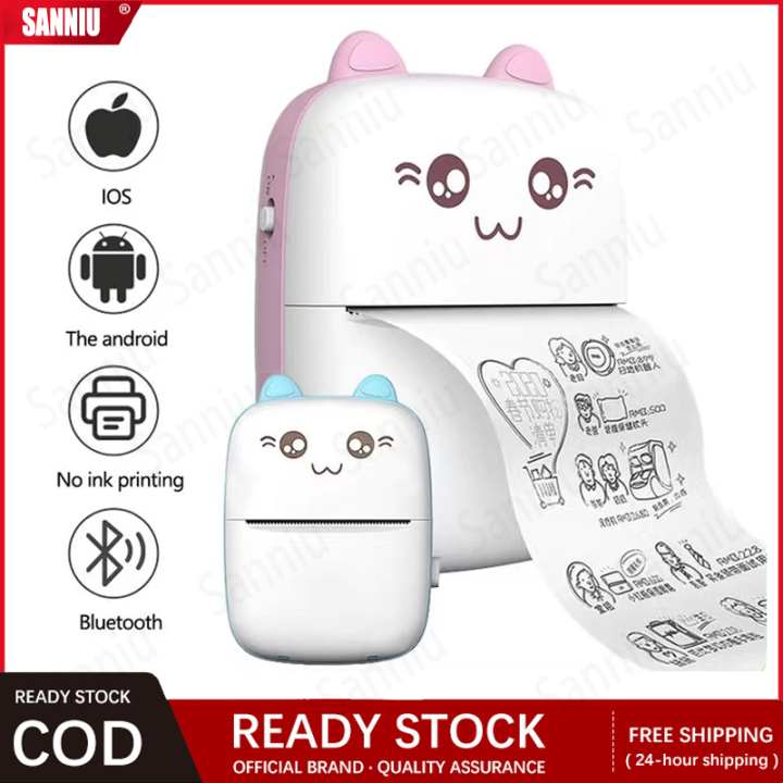 Portable Thermal Printer Mini Photo Receipt Sticker Label Printer ...