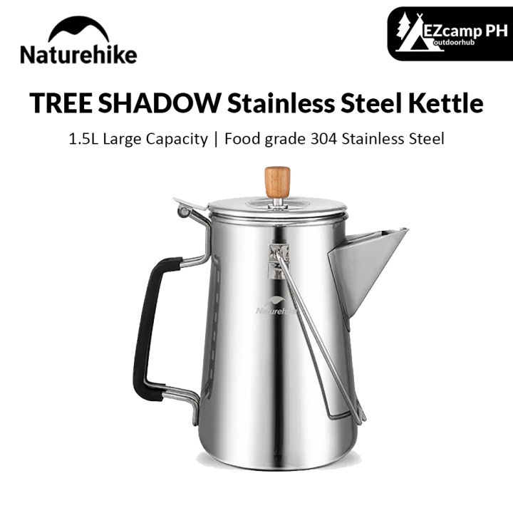 Naturehike TREE SHADOW 304 Stainless Steel 1.5L Kettle Boiling Water Tea Coffee Pot Camping ...