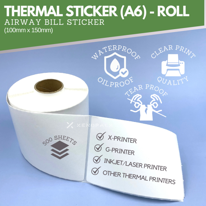 Thermal Label Sticker Paper Roll A6 100mm*150mm 500 SHEETS Airway bill ...