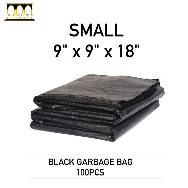 Golden Arches 100 PCS Small Garbage Trash Bag (Black) 9 x 9 x 18 inches ...