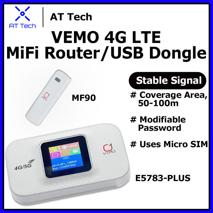 AT Tech VEMO E5783 Plus 4G LTE 300Mbps Portable Router 3000Mah Battery WiFi Router MF90 4G USB ...