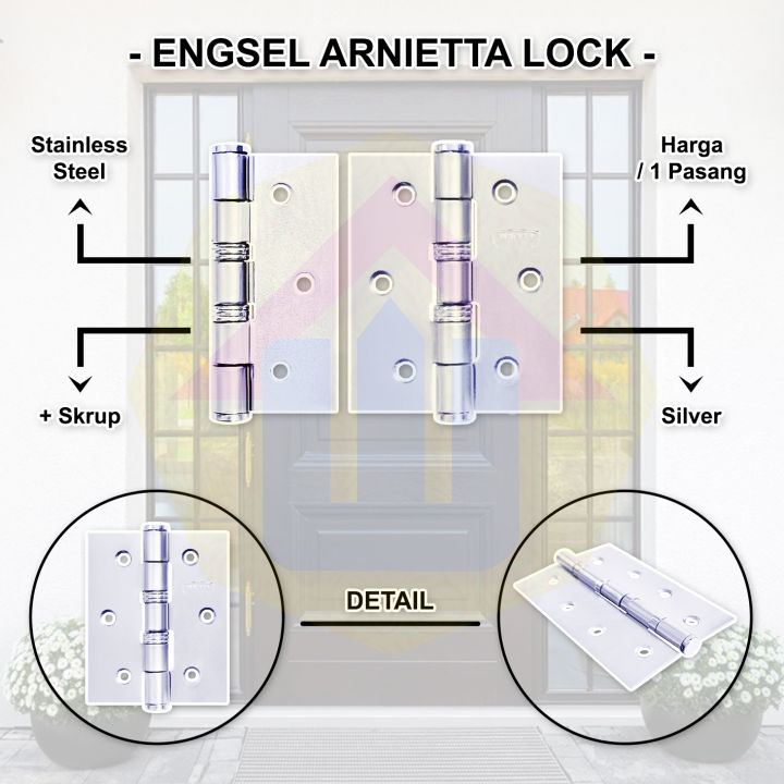 WMS-ENGSEL ARNIETTA LOCK STAINLESS STEEL - ENGSEL PINTU | Lazada Indonesia