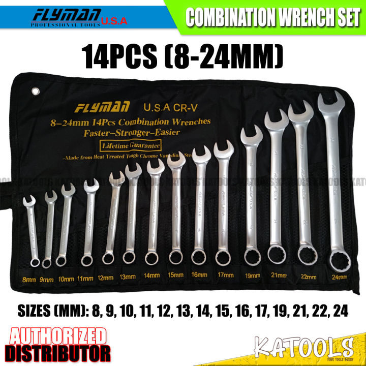 FLYMAN Combination Wrench Set 8-24MM Professional Wrench Spanner Set ...
